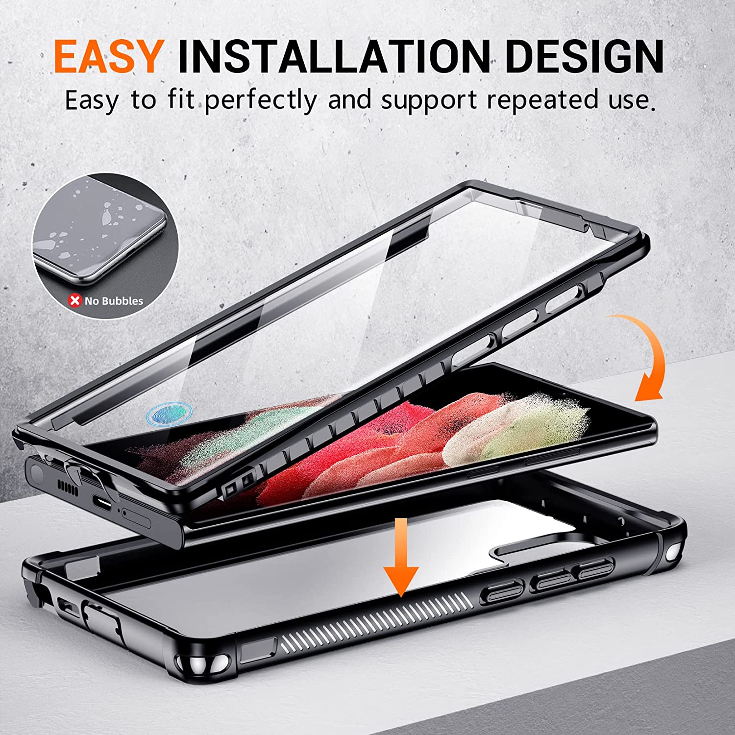 Galaxy S23 Ultra 5G Full-Body Rugged Clear Case with Built-in Screen ...