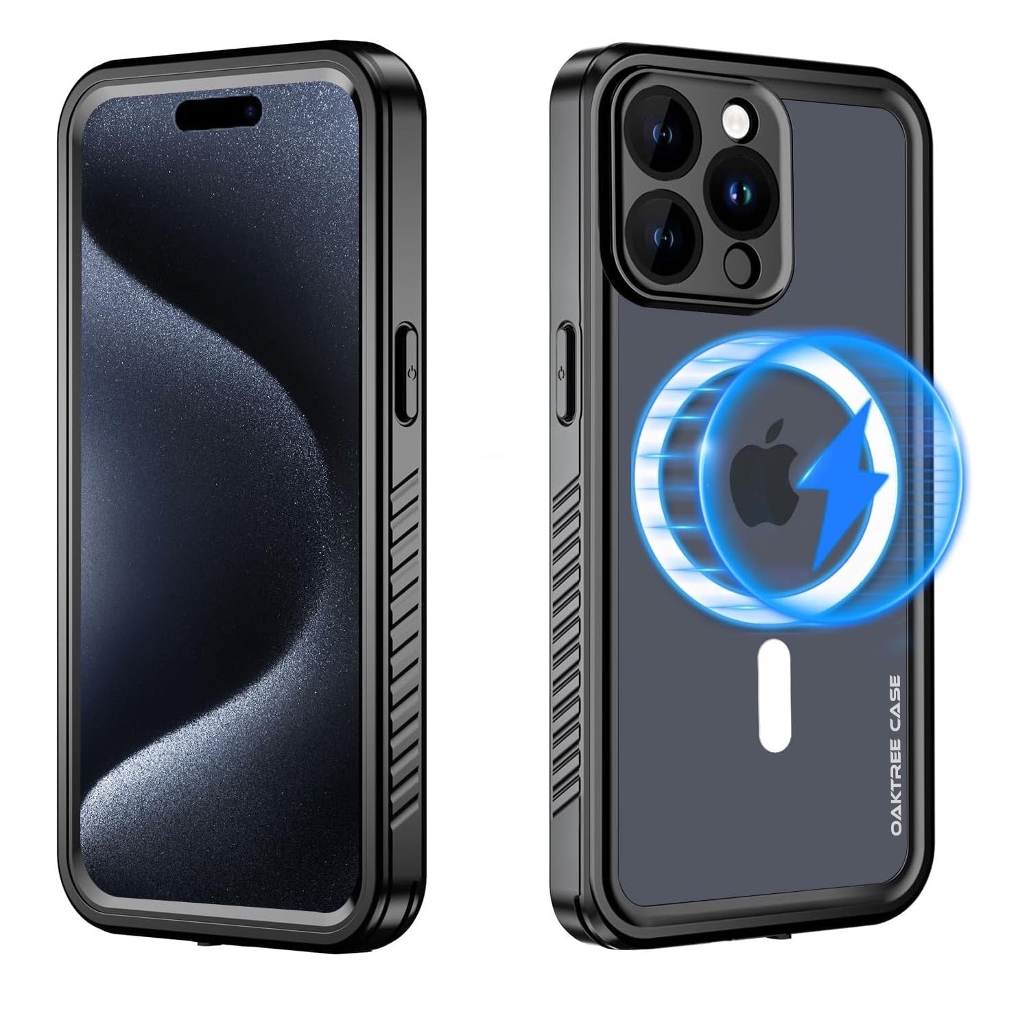 iPhone 15 Pro Magsafe Waterproof Full-Body Magnetic Case - Black/Clear ...