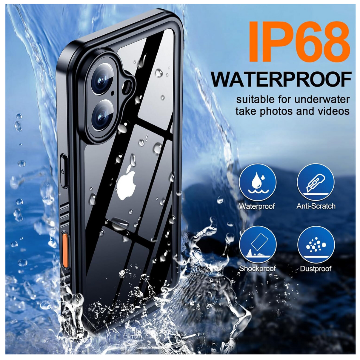 iPhone 16 Waterproof Full-Body Case with Built-in Screen Protector ...